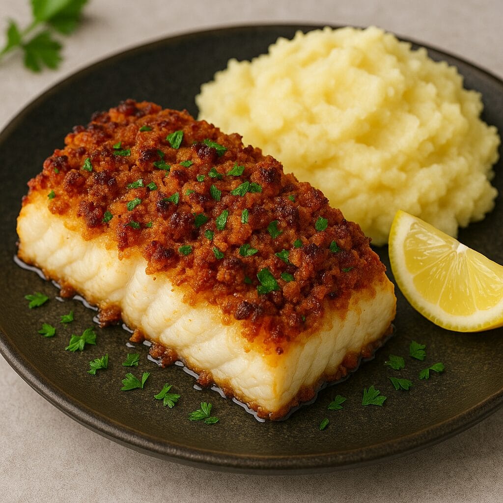 Chorizo Encrusted Cod